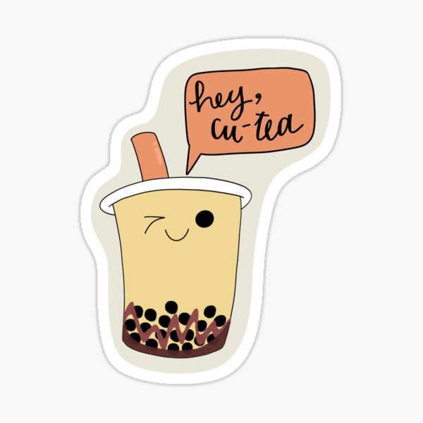 "Hey Cu-Tea" Sticker by DamselinaSketch | Redbubble