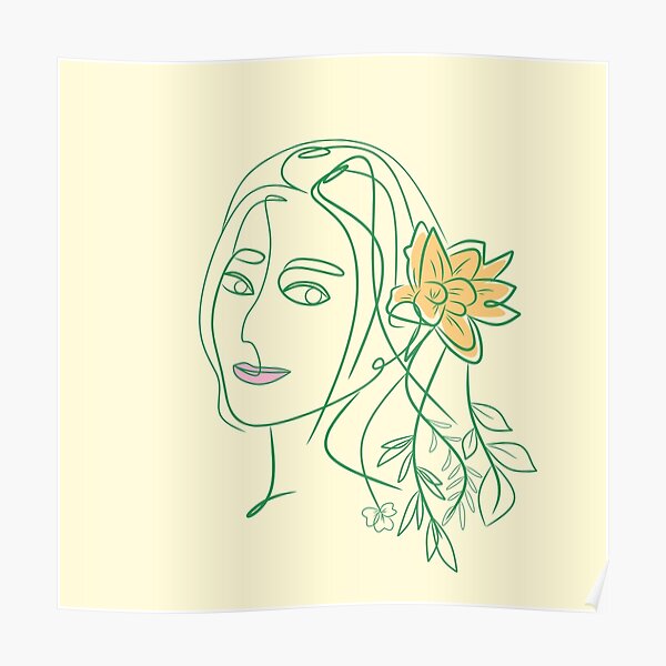 Smiling Pretty Girl Line Art Poster For Sale By Amateurartist17 Redbubble