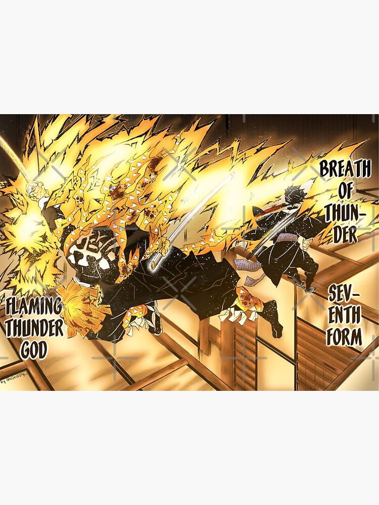 "Zenitsu and Upper Six Demon Fight Iconic Manga Panel Scene Colored ...
