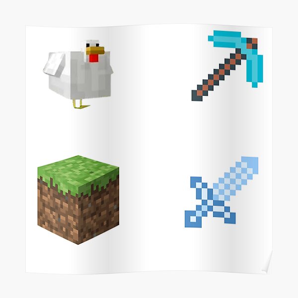 "Copie de Pack stickers fat minecraft chicken" Poster for Sale by ...