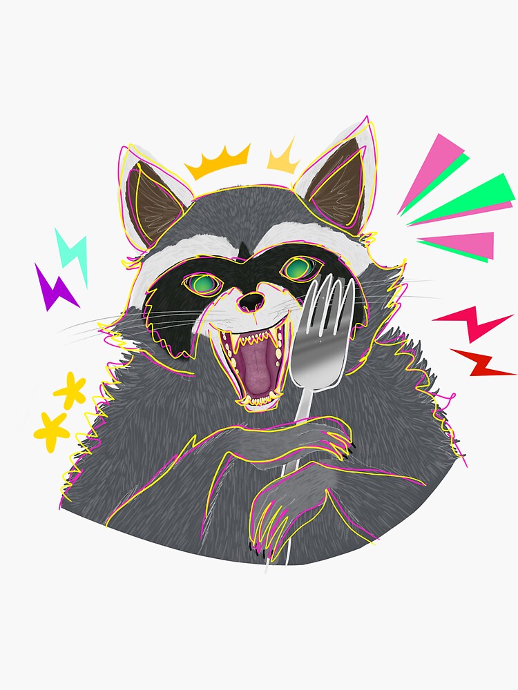 "Screaming Raccoon with Fork Design" Sticker by coronarybypass | Redbubble