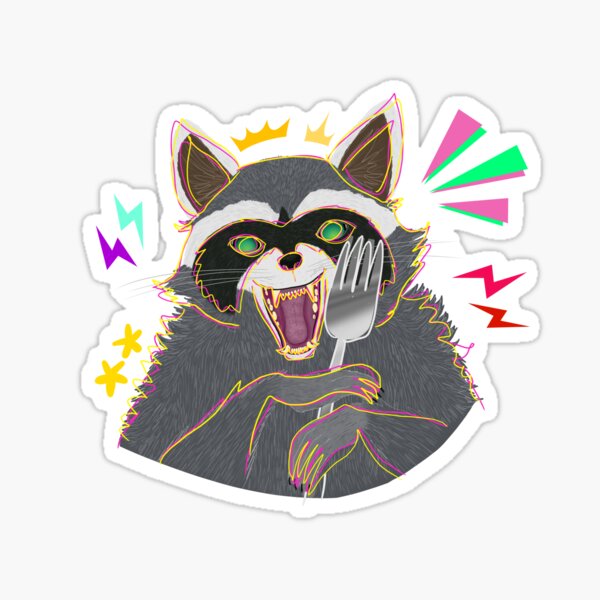 "Screaming Raccoon with Fork Design" Sticker by coronarybypass | Redbubble