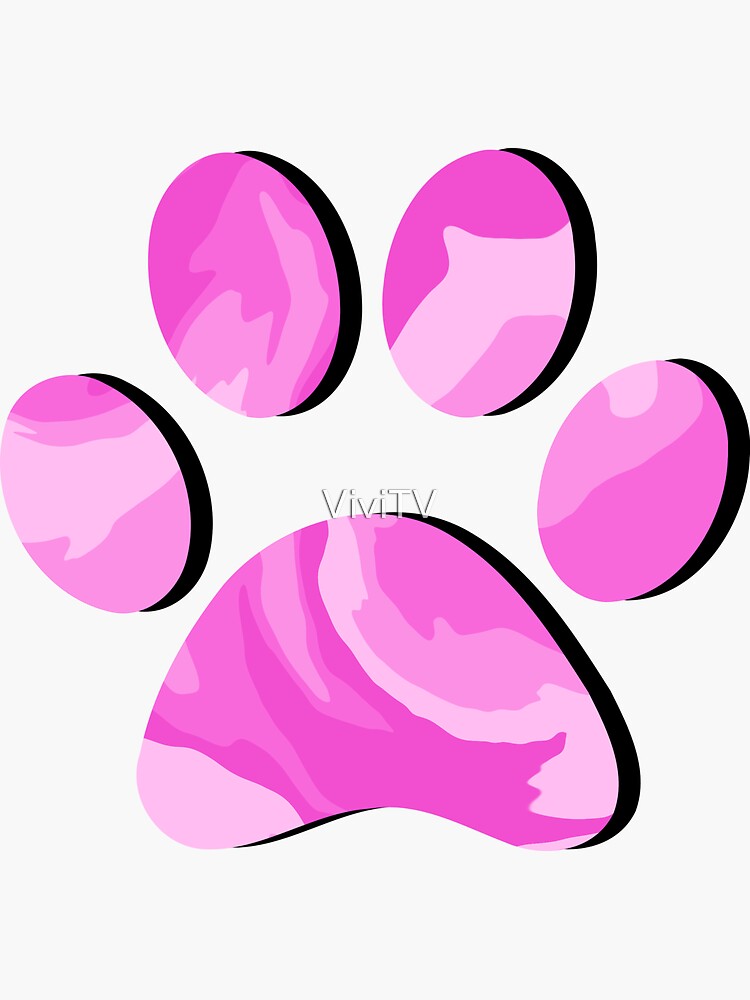 "Pink Marble Paw Print" Sticker by ViviTV | Redbubble
