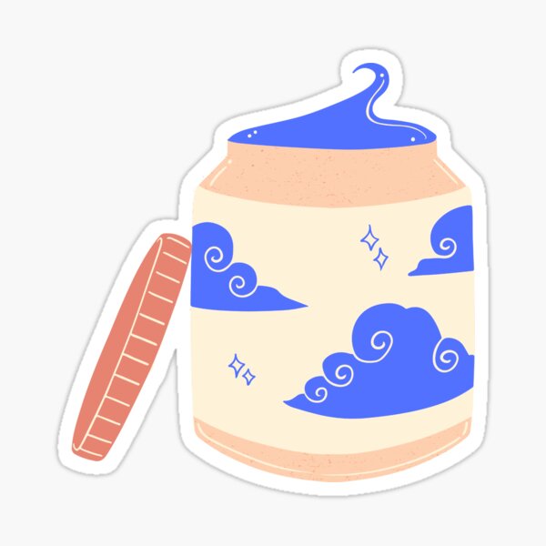 "Cute Jar of Blue Swirl Cream Illustration " Sticker by herskindiary ...
