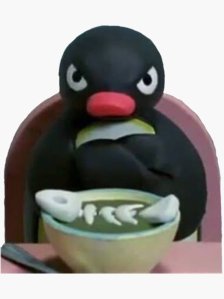 "Angry Pingu Fish Bowl" Sticker by DoorMatisyn | Redbubble