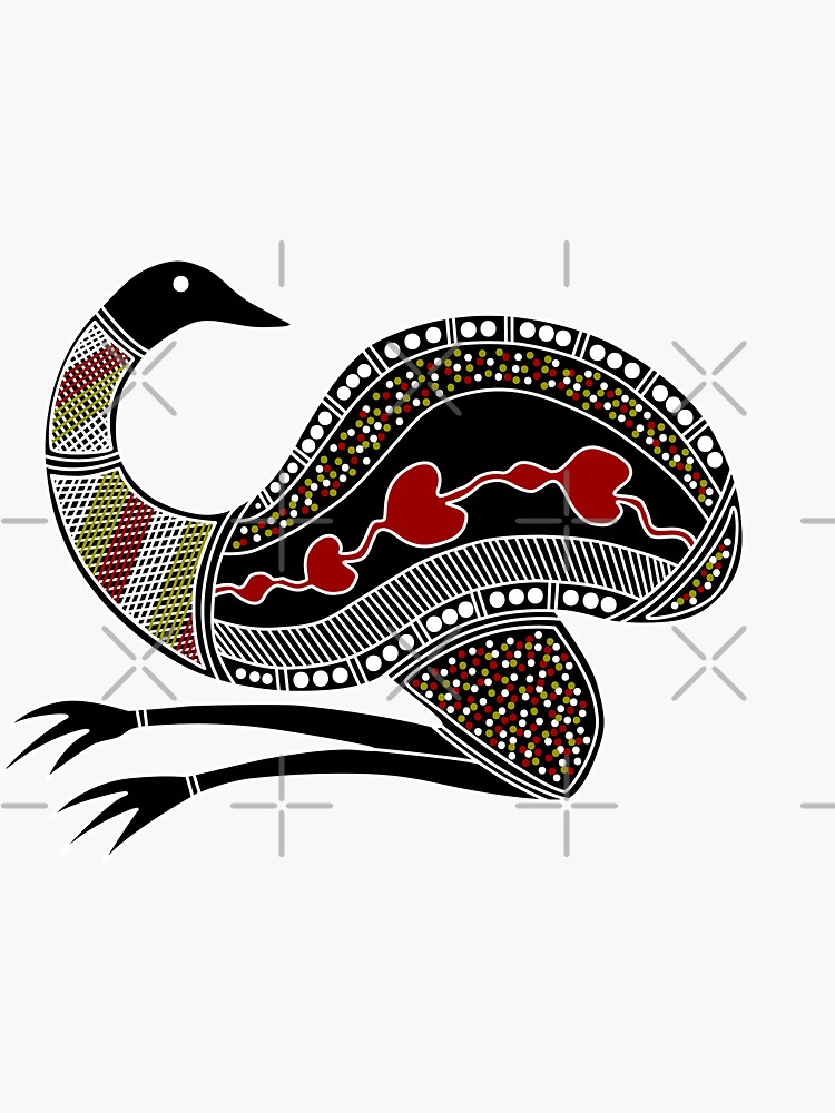"Authentic Aboriginal Art - - The Emu" Sticker for Sale by HogarthArts ...