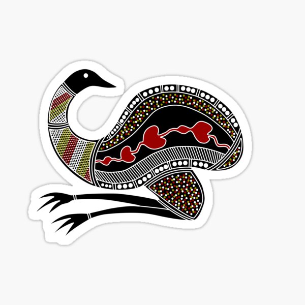 "Authentic Aboriginal Art - - The Emu" Sticker for Sale by HogarthArts ...