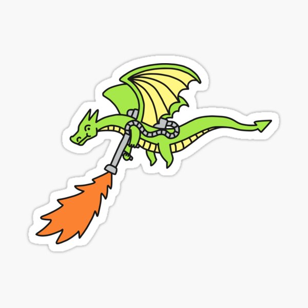 "Dragon With A Flamethrower" Sticker by obinsun | Redbubble