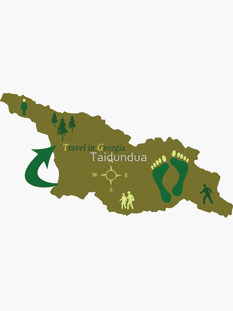 "Georgian map illustration, travel in Georgia" Sticker by Taidundua ...