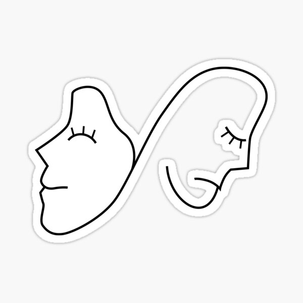 "Happy and Sad Continuous Line Art" Sticker by ywangs | Redbubble