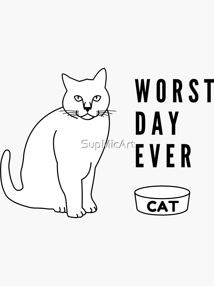 "Hungry cat empty bowl" Sticker for Sale by SupMicArt | Redbubble