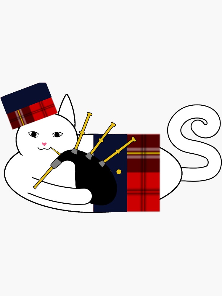 "Bagpipe Cat" Sticker by VylArt | Redbubble