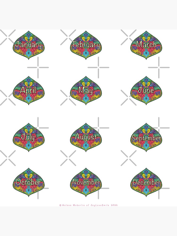 "Month Names Fun Colourful Detailed Design Bullet Journal Sticker Pack ...
