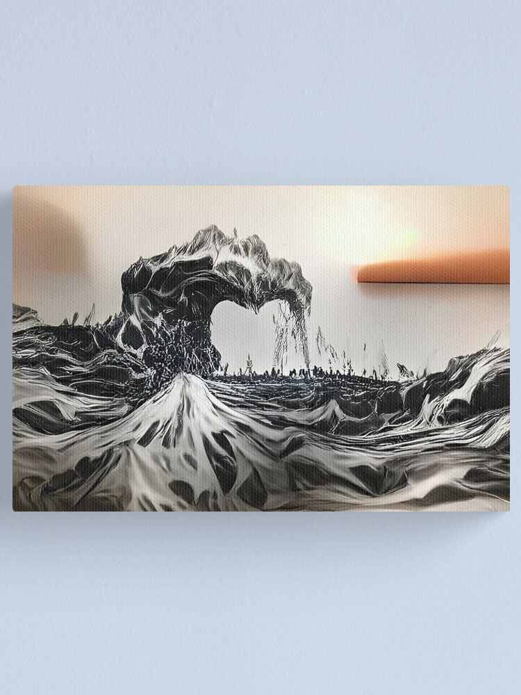 "AI Generated Art, Tidal wave of lava ink drawing" Canvas Print for ...