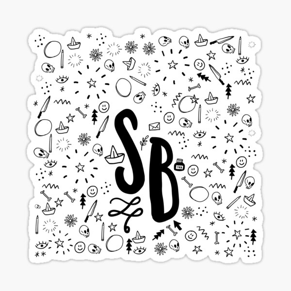 "SB - Monogram S B - with fun hand drawn doodles surrounding the ...
