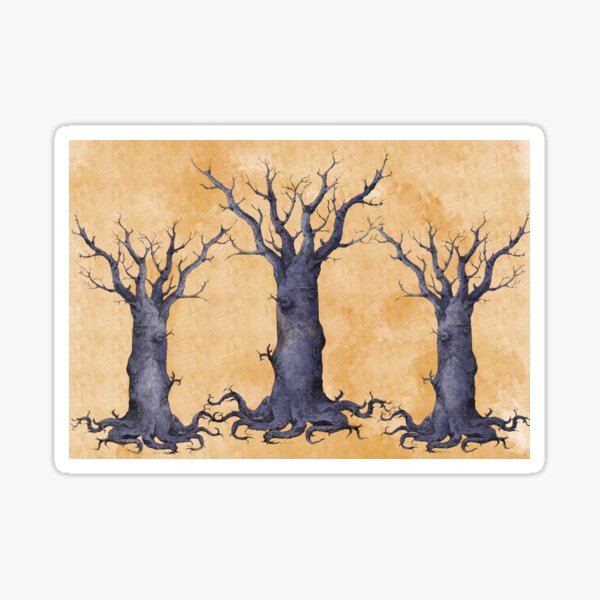 "Gothic Tangled Trees Blue on Yellow " Sticker for Sale by ikkleArt ...