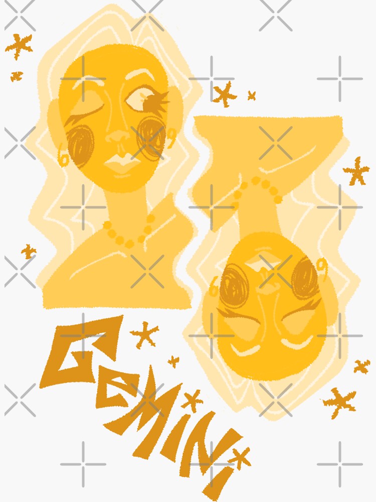 "Gemini in Yellow" Sticker by ClemCatCreation | Redbubble