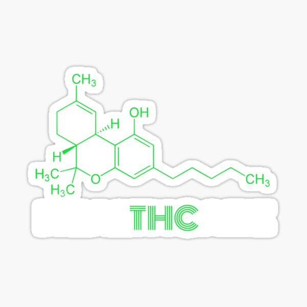 " THC Healthcare Weed Molecule Cannabis Marijuana Pot" Sticker by ...