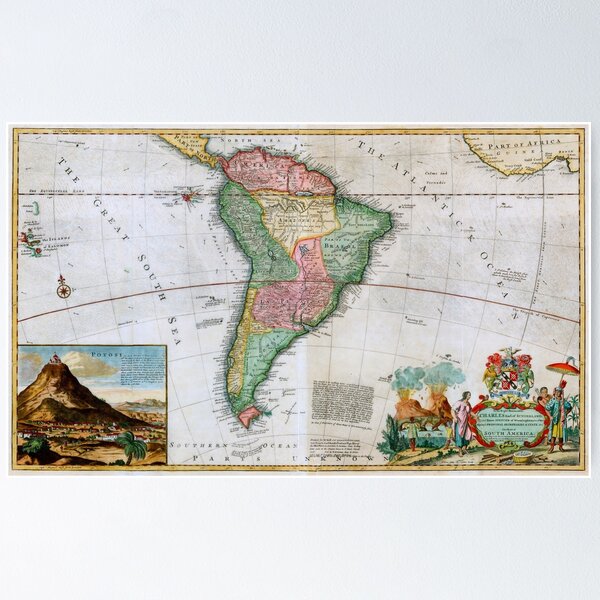 "South America - Herman Moll (1710)" Poster for Sale by CartoClassics ...