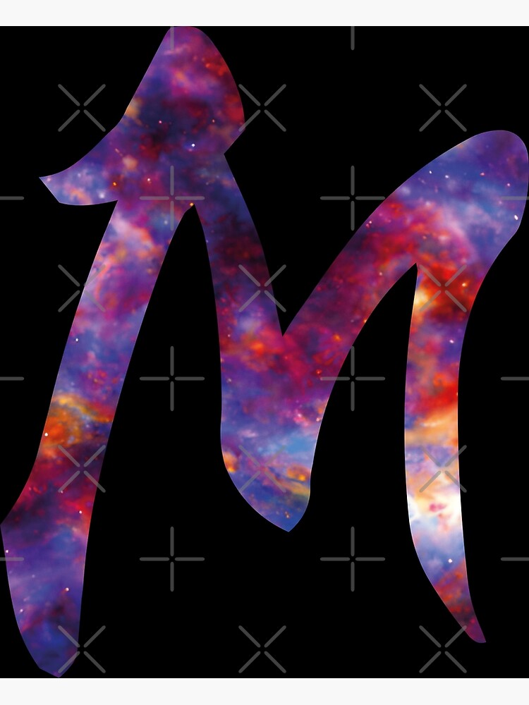 "Fire Golden Space Galaxy Nebula Initial Letter M | M symbol" Poster ...