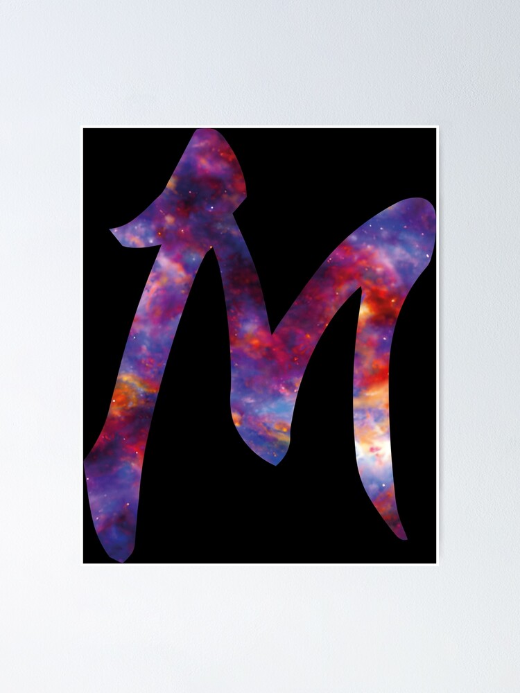 "Fire Golden Space Galaxy Nebula Initial Letter M | M symbol" Poster ...