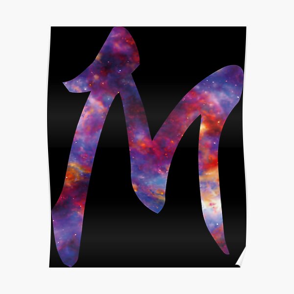 "Fire Golden Space Galaxy Nebula Initial Letter M | M symbol" Poster ...