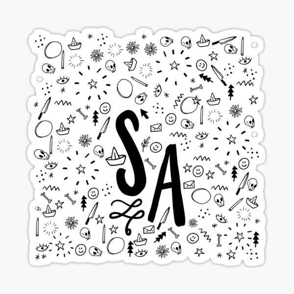 "SA - Monogram S A - with fun hand drawn doodles surrounding the ...