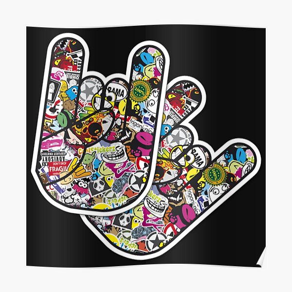 "JDM DOUBLE SHOCKER FINGER" Poster for Sale by Racingdecals | Redbubble