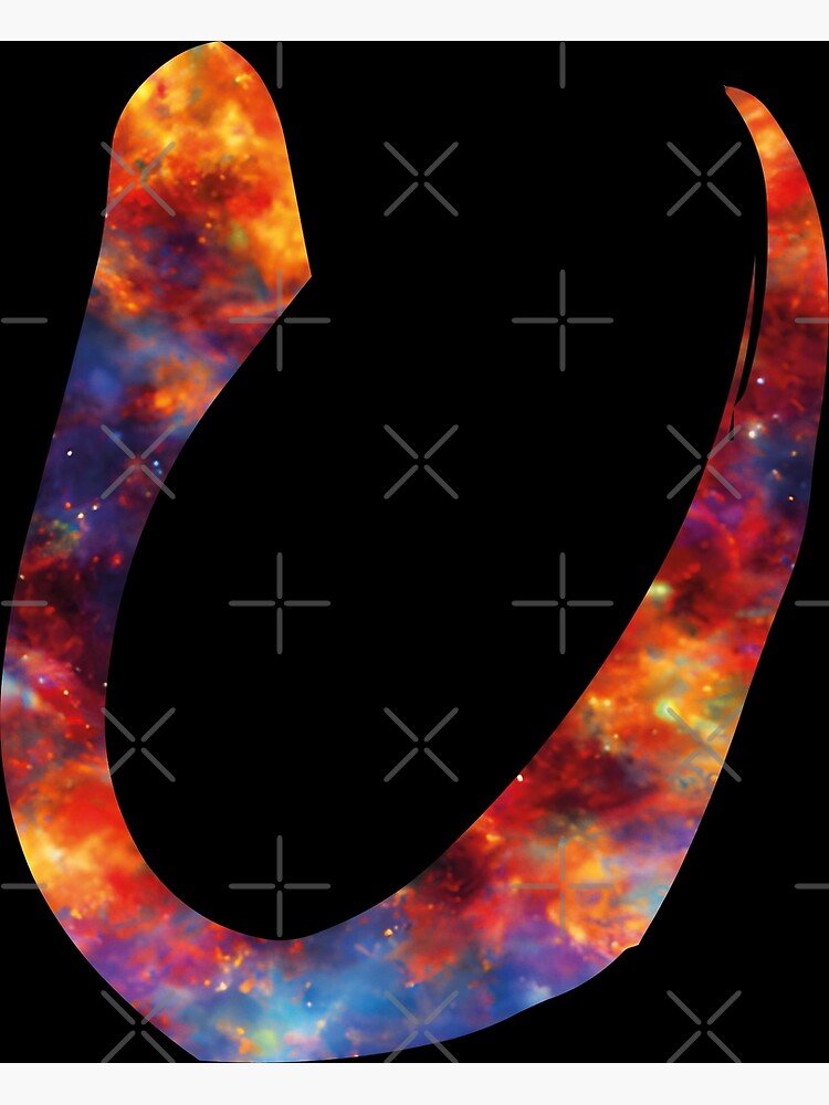"Fire Golden Space Galaxy Nebula Initial Letter U | U symbol" Poster ...