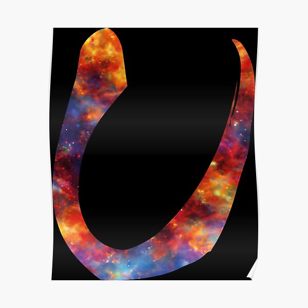 "Fire Golden Space Galaxy Nebula Initial Letter U | U symbol" Poster ...