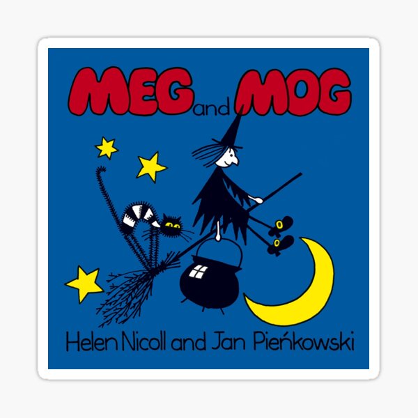 "Meg and mog" Sticker by Glinda-39 | Redbubble