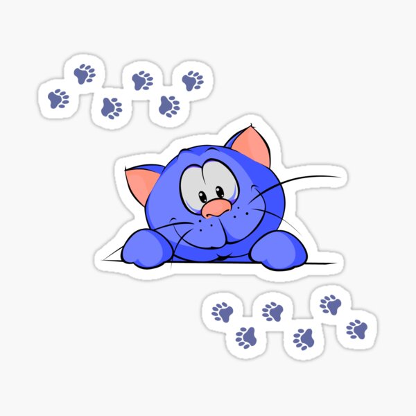 "Smiling Blue Cat with his paws around" Sticker by asmulerofe | Redbubble