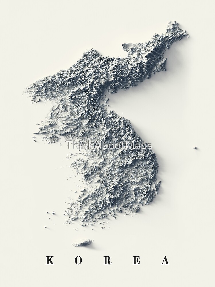 Póster «Mapa en relieve de Corea del Norte y Corea del Sur en 3D ...