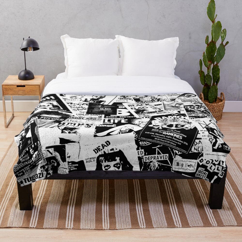 "Punk Flyers Collage" Throw Blanket for Sale by Ikaroots | Redbubble