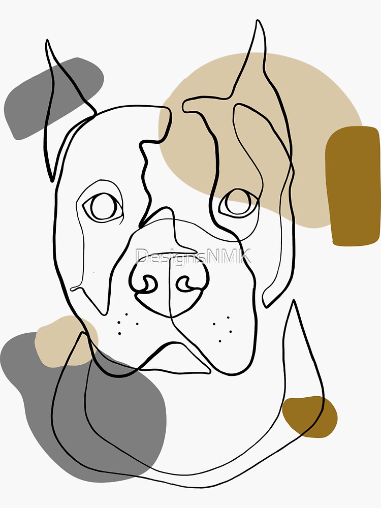 "American Staffordshire Terrier - Custom Dog One Line Art with color ...