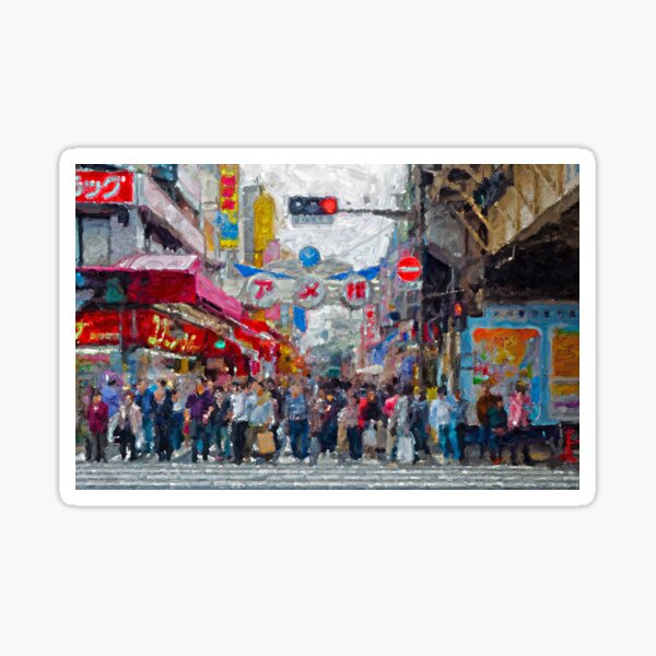 "Crowded Crossing" Sticker by Fresh-Beans-Art | Redbubble