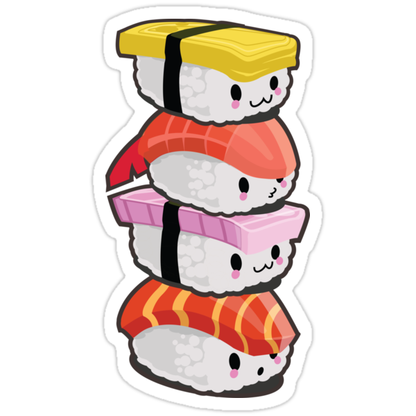 Kawaii Sushi Stack Stickers By Zubrowka Redbubble