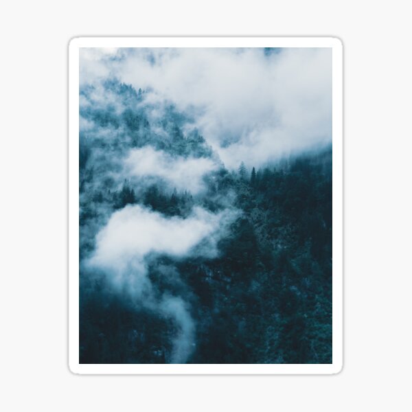 "Fog in a Mountain range Forest - Landscape Photography" Sticker by ...