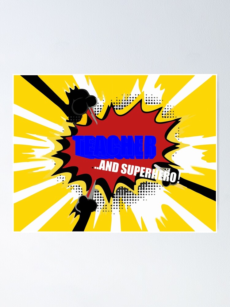"Teacher Superhero Red Comic Book" Poster for Sale by Thmashop | Redbubble