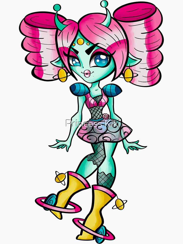 "Alien Space Girl" Sticker for Sale by ToffeeNutStudio | Redbubble