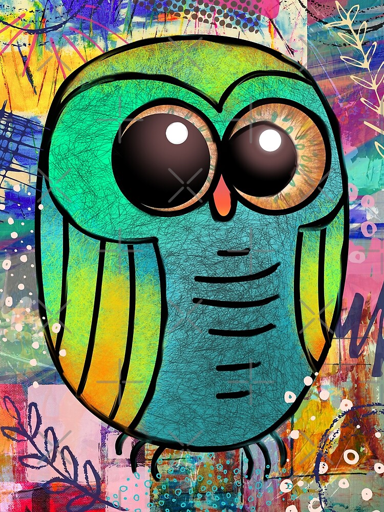 "Green Owl With Textured Background/ Cute Owl" Poster for Sale by ...