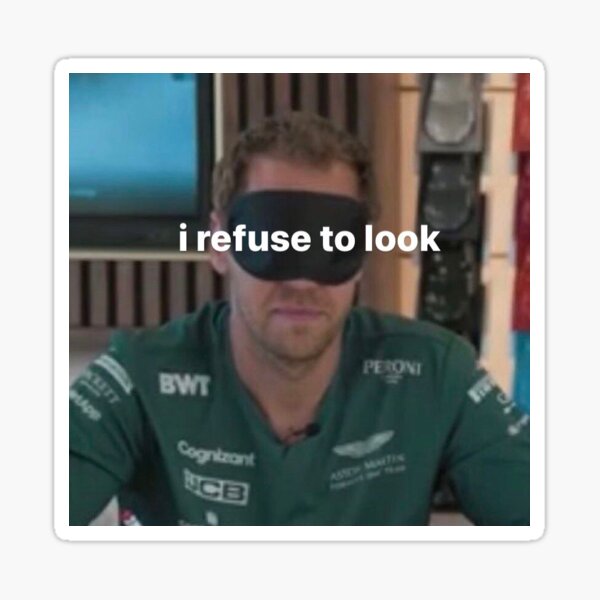 "Sebastian Vettel Formula One Reaction Meme Sticker" Sticker by ...