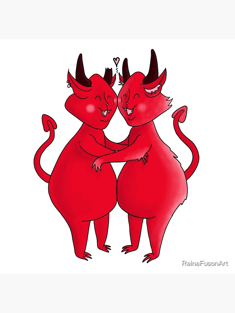 "Cuddle Demons" Poster by RainaFusonArt | Redbubble