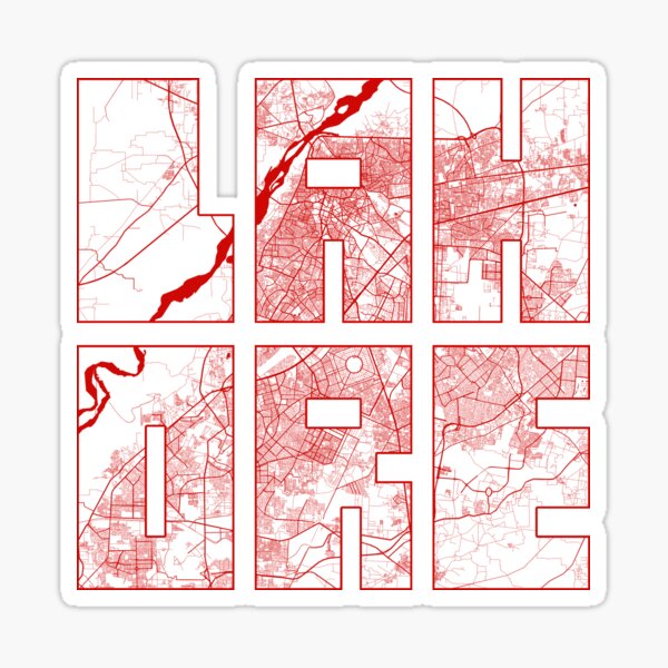 "Lahore City Map of Punjab, Pakistan - Oriental" Sticker by deMAP ...