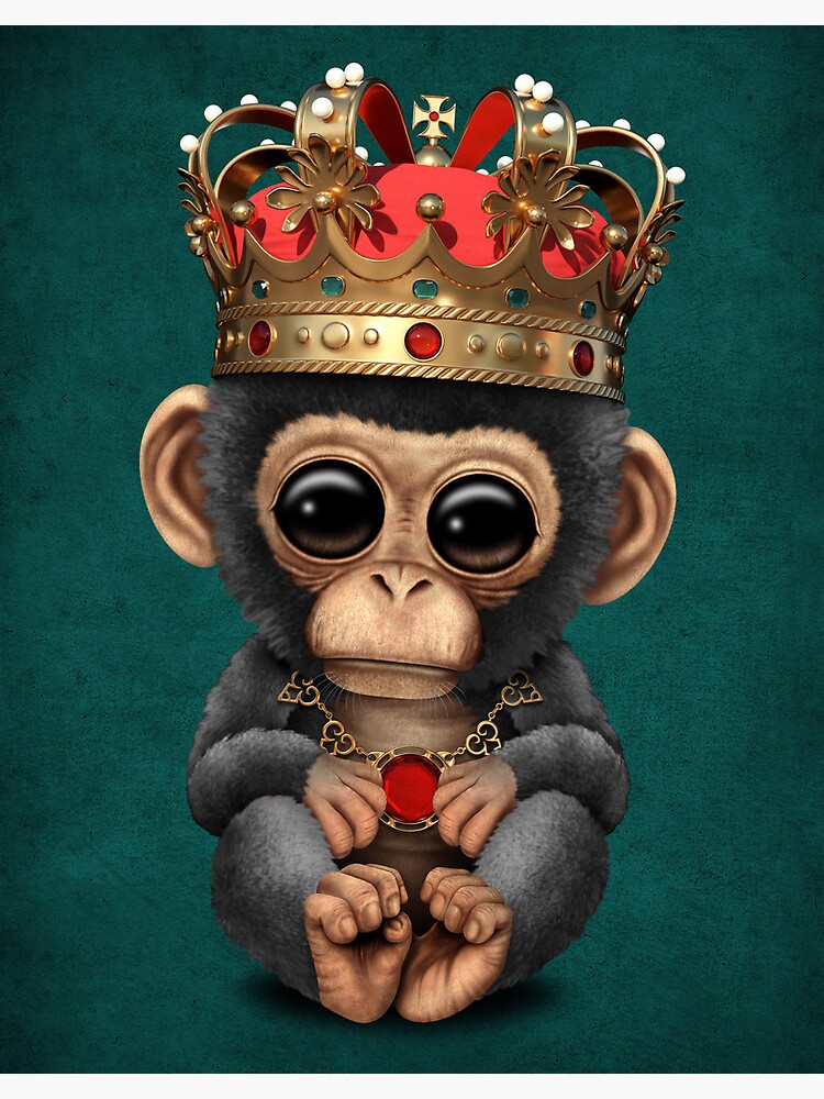 "Royal Chimp Wearing Crown Blue" Art Print by JeffBartels | Redbubble