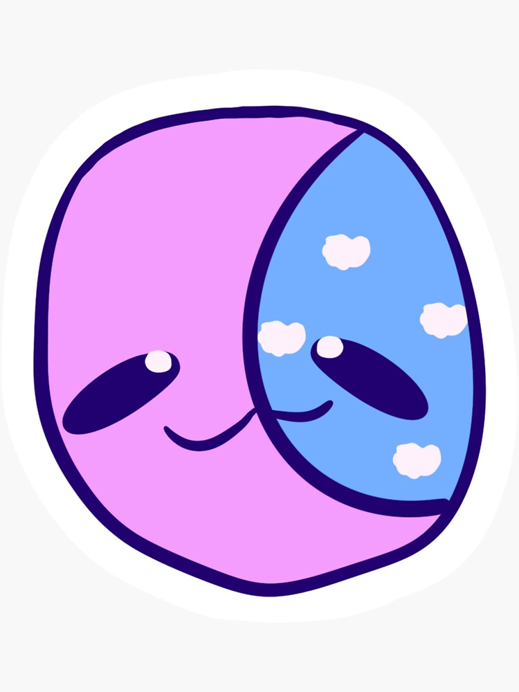 "Kawaii Pink And Blue Moon Friend" Sticker by RadishProducts | Redbubble