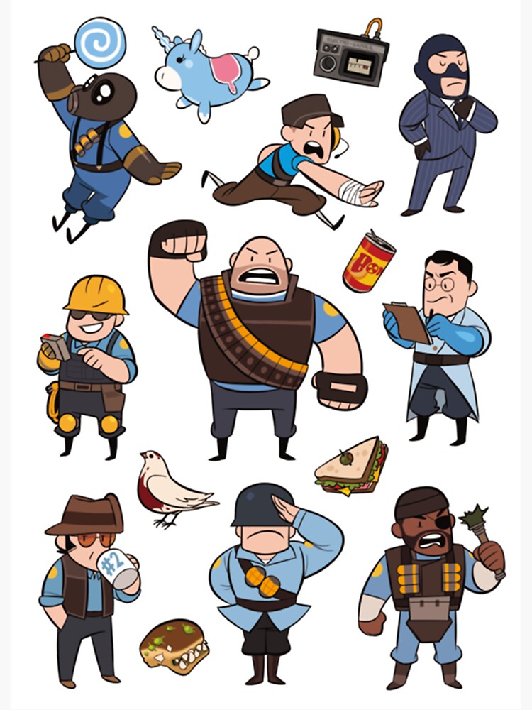 "Team Fortress 2 Blu All Class Classic T-Shirt" Sticker for Sale by ...
