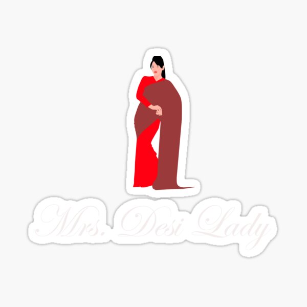 "Mrs. Desi Lady- Indian traditional woman wearing saree" Sticker by ...