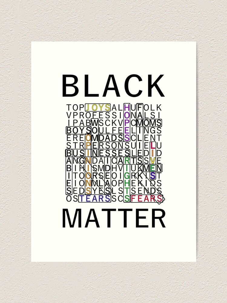 "Black Lives Matter Word Search Puzzle" Art Print by Annie-Sunset ...
