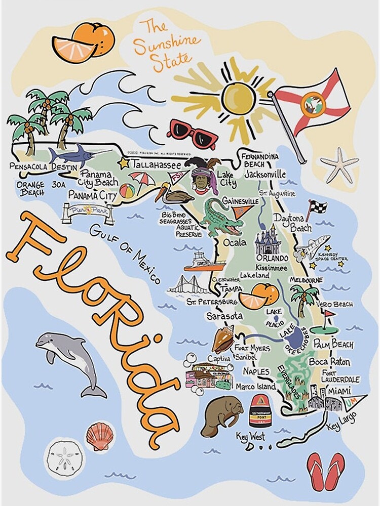 " Florida Map" Poster for Sale by conniewhitley | Redbubble
